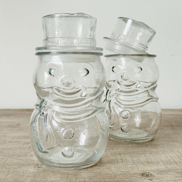 Libbey | Holiday | Set Of 2 Libbey Glass Santa Jars Vintage Libbey Jars ...
